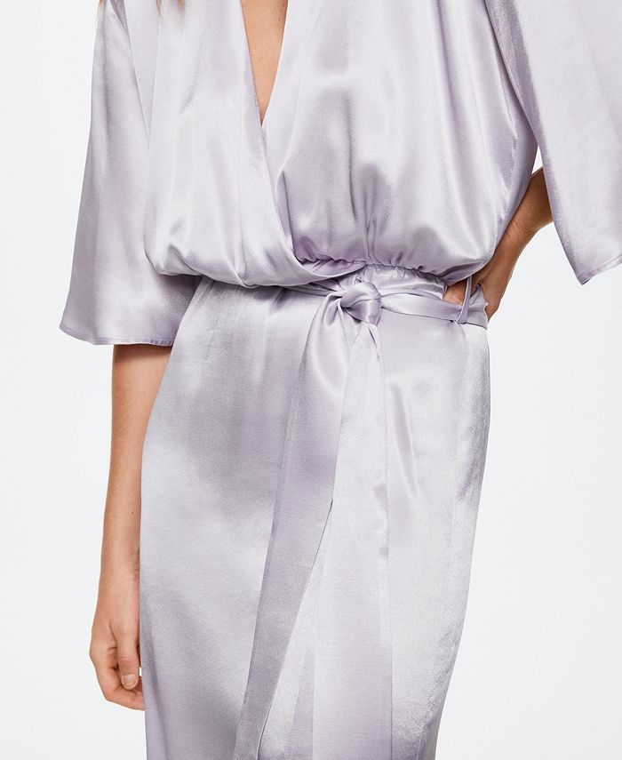 MANGO Women's Wrapped Satin Dress - Macy's