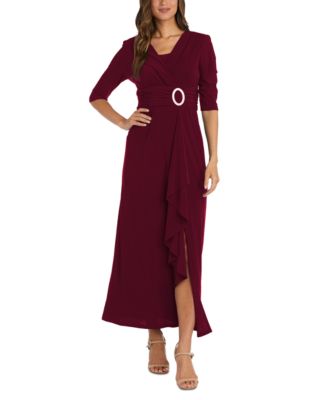 R & M Richards Women's Cascading Ruffle Side-Slit Gown - Macy's