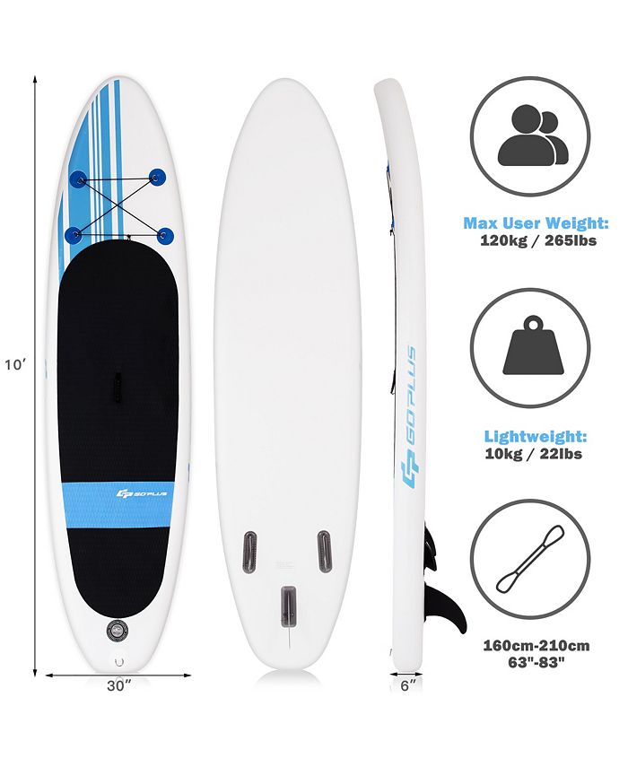 Costway 10' Inflatable Stand Up Paddle Board SUP Adjustable Paddle - Macy's