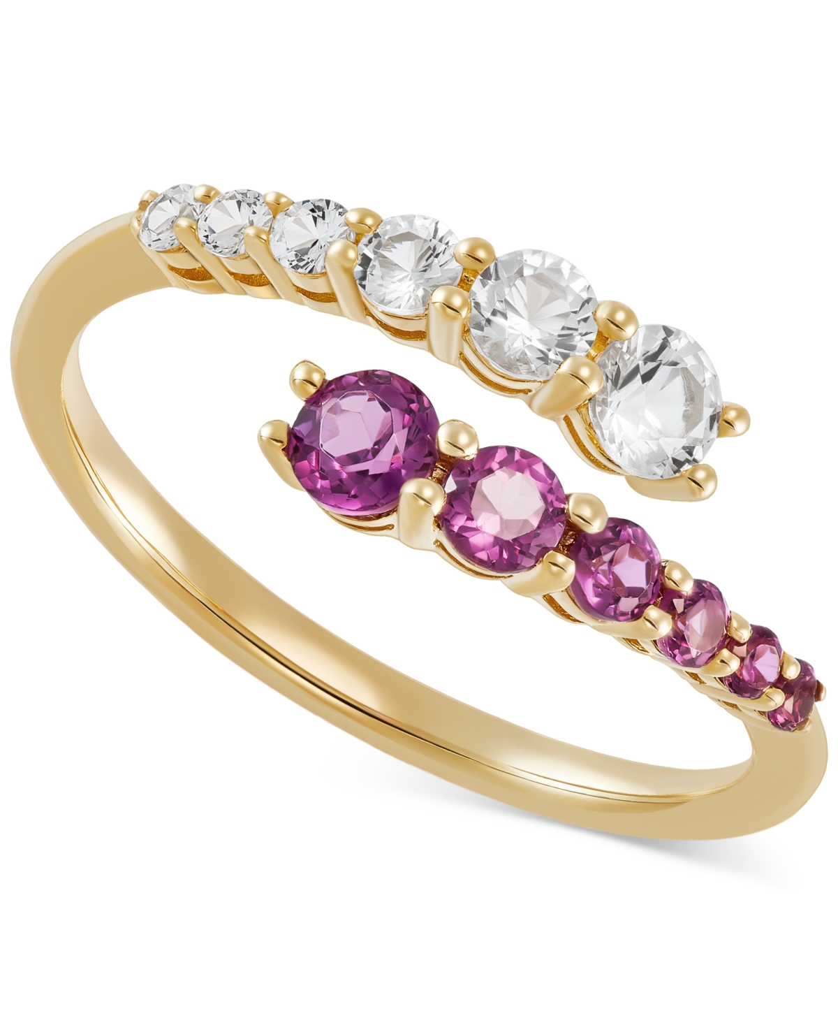 Macy's Garnet (5/8 Ct. T.w.) & White Topaz (1/2 Ct. T.w.) Bypass Ring ...