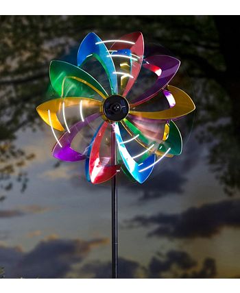 Evergreen 75" LED Solar Flower Wind Spinner - Macy's