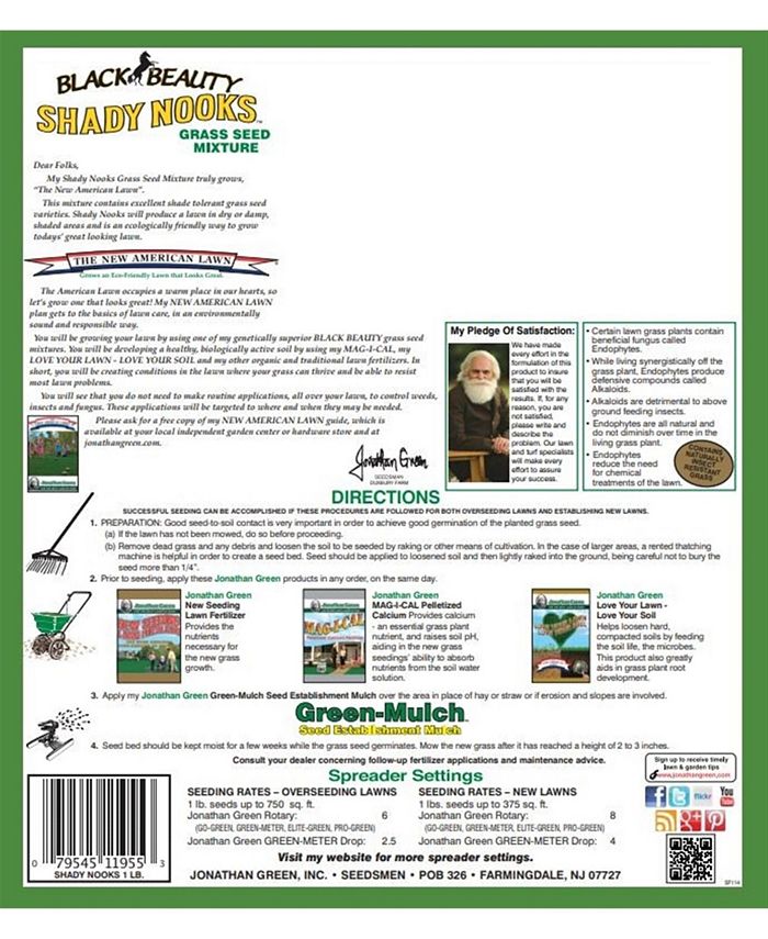 Jonathan Green (#11959) Black Beauty Shady Nooks Grass Seed - 7lb bag ...