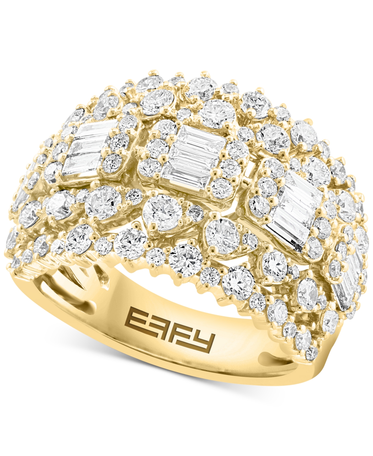 Effy Collection Effy Diamond Round & Baguette Multirow Cluster Ring (2 ... Effy Collection Effy Diamond Round & Baguette Multirow Cluster Ring (2 ...