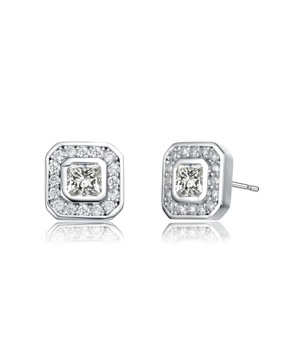 Click here for Exclusive Rhodium Plated Cubic Zirconia Square Stu... prices