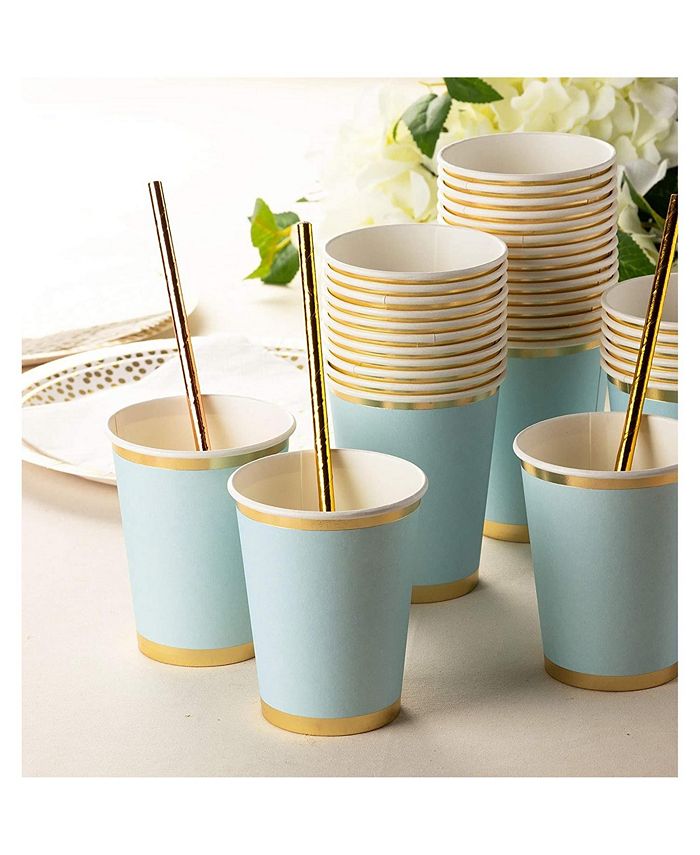 Blue Panda Light Blue Paper Cups, Disposable Party Supplies (9 oz, 50 ...