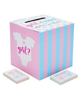 Blue Panda Boy or Girl Gender Reveal Ballot Box with 50 Cards, Baby ...