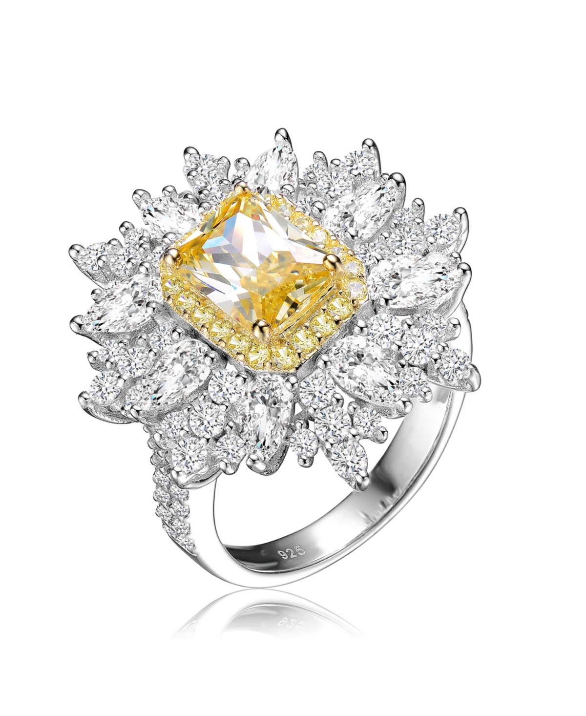 Click here for Sterling Silver White Gold Plated Yellow Radiant w... prices