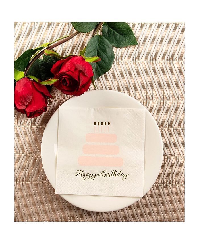 Blue Panda 100 Pack Happy Birthday Napkins, 3-ply Gold Foil Disposable ...