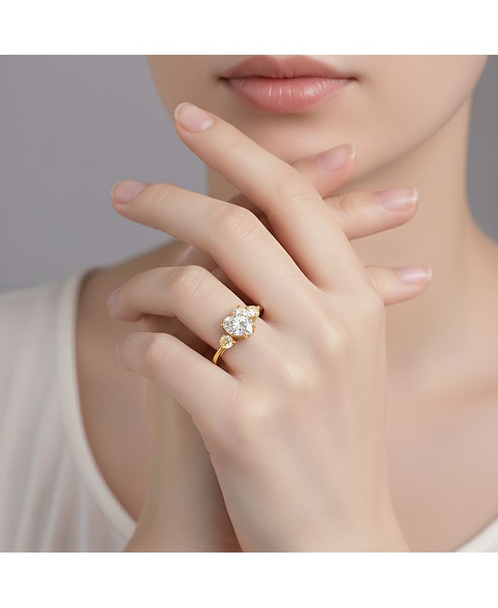 Genevive Sterling Silver & 14K Gold-Plated 'I Love You' Three-Stone ...