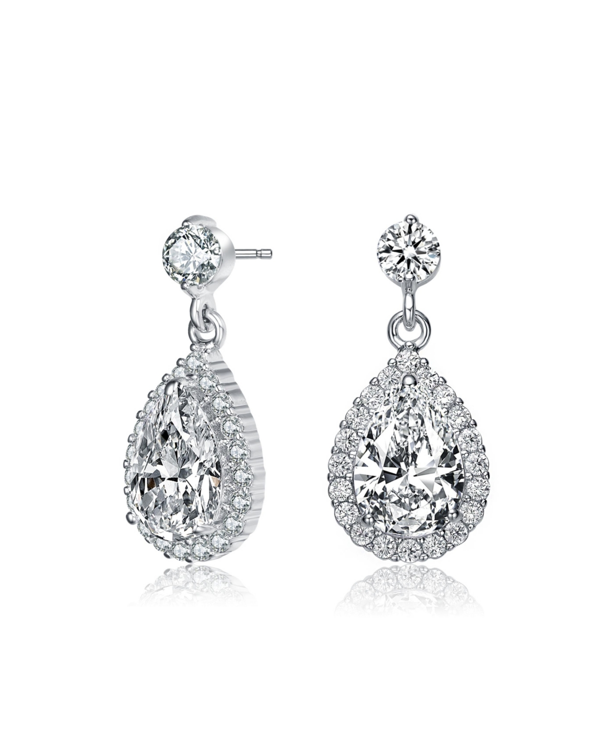Click here for Sterling Silver with Rhodium Plated Clear Pear and... prices