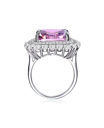 Genevive Sterling Silver White Gold Plated Pink Ascher Cubic Zirconia ...