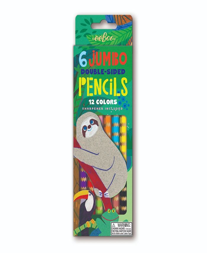 Eeboo Sloth Jumbo Double-Sided Color Pencils, Set of 7 - Macy's