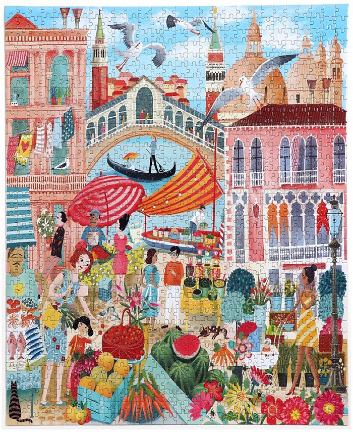 Eeboo Piece and Love Venice Open Market 1000 Piece Square Adult Jigsaw ...