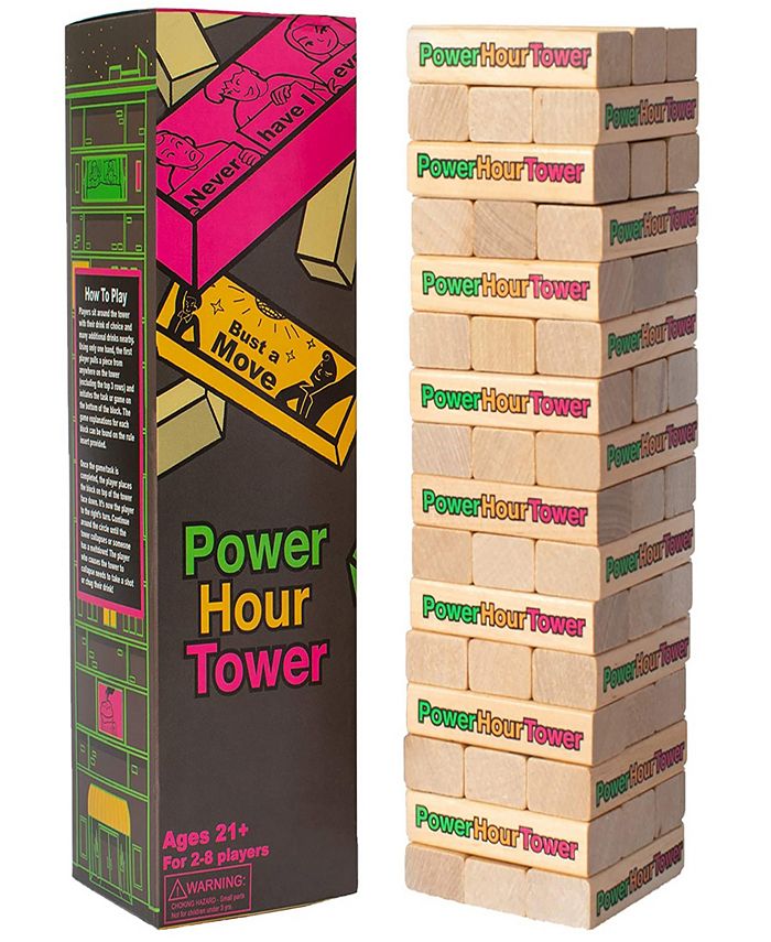 Power Hour Tower Adult Party Game 48 Hilarious Wooden Blocks - Macy's