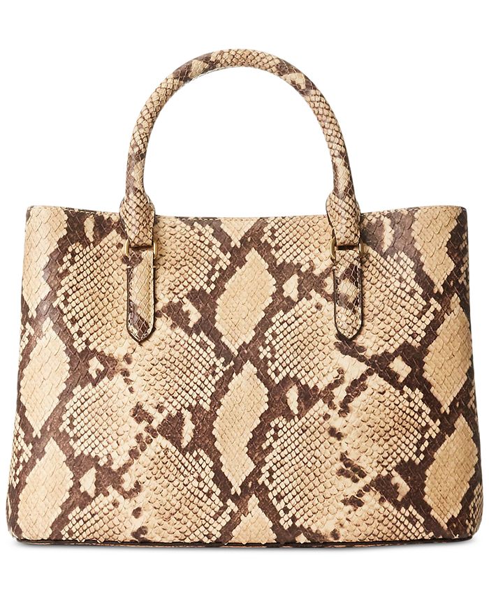 Lauren Ralph Lauren Snakeskin Print Leather Medium Marcy Satchel - Macy's