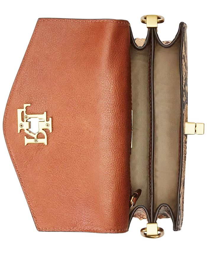 Lauren Ralph Lauren Leather Faux-Snakeskin Small Tayler Crossbody - Macy's