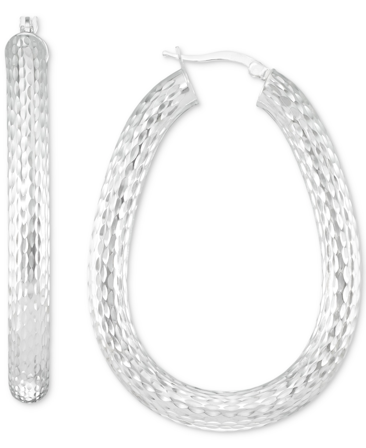Click here for Textured Teardrop Hoop Earrings in 14k White Gold-... prices