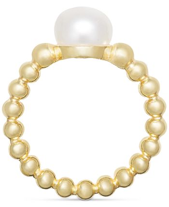 Macy's Cultured Freshwater Pearl (8 1/4 x 8 1/2 mm) Beaded Ring in 14k ...