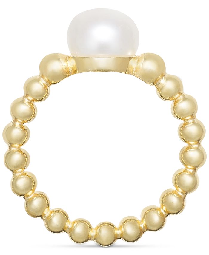 Macy's Cultured Freshwater Pearl (8 1/4 x 8 1/2 mm) Beaded Ring in 14k ...