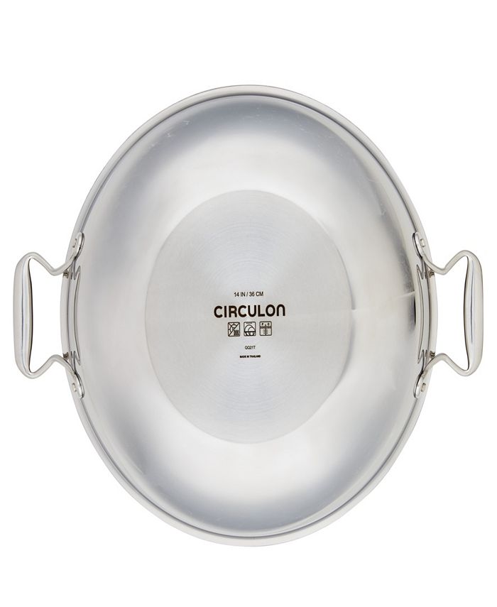 Circulon Clad Stainless Steel 14" Induction Wok with Glass Lid and ...