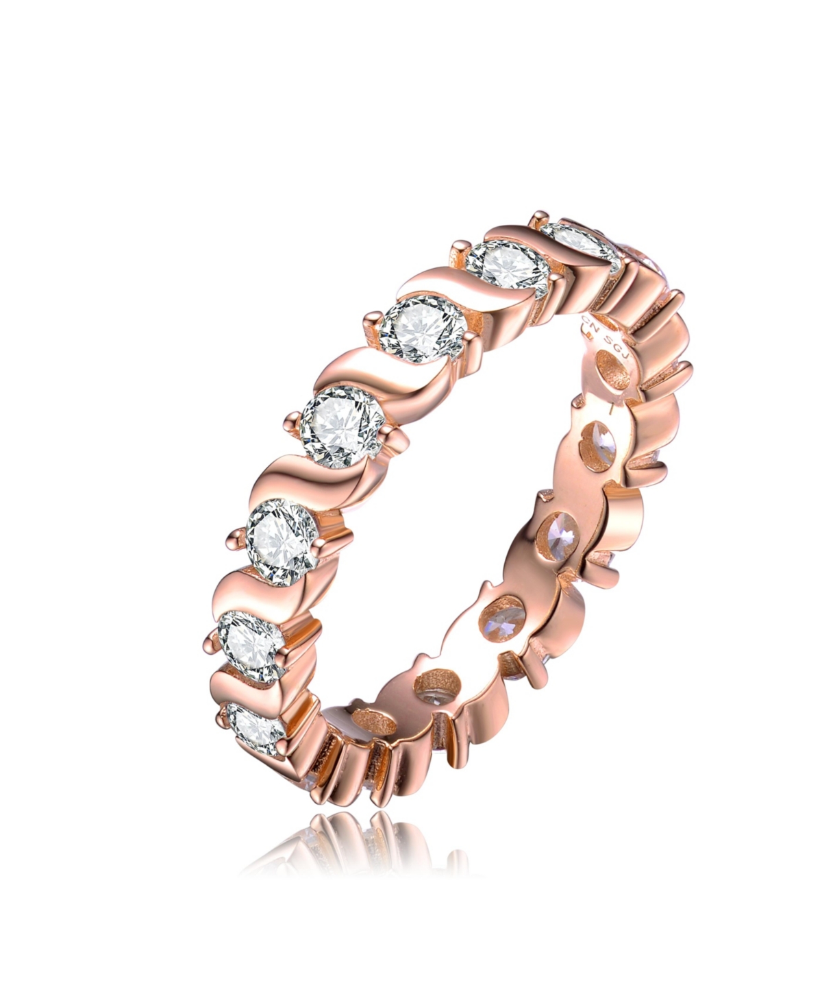 Click here for Sterling Silver with Rose Gold Plated Clear Cubic... prices