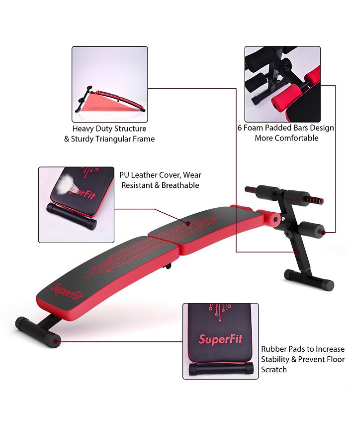 Costway Folding Weight Bench Adjustable Sit-up Board Curved Decline ...