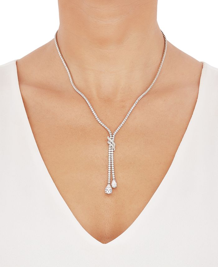 Arabella Cubic Zirconia Lariat Necklace in Sterling Silver - Macy's