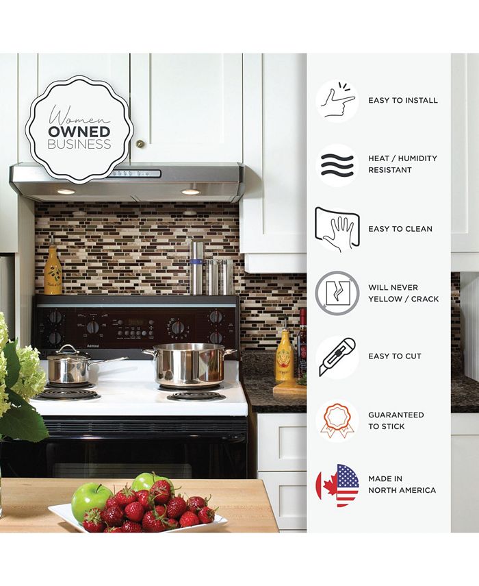 The Smart Tiles Smart Tiles Bellagio Keystone 10.06 in. X 10 in. Peel and Stick Backsplash for ...