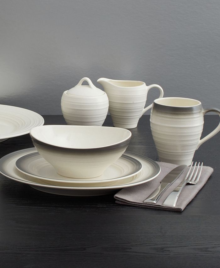 Mikasa Swirl Graphite 16 Piece Dinnerware Set, Service for 4 - Macy's