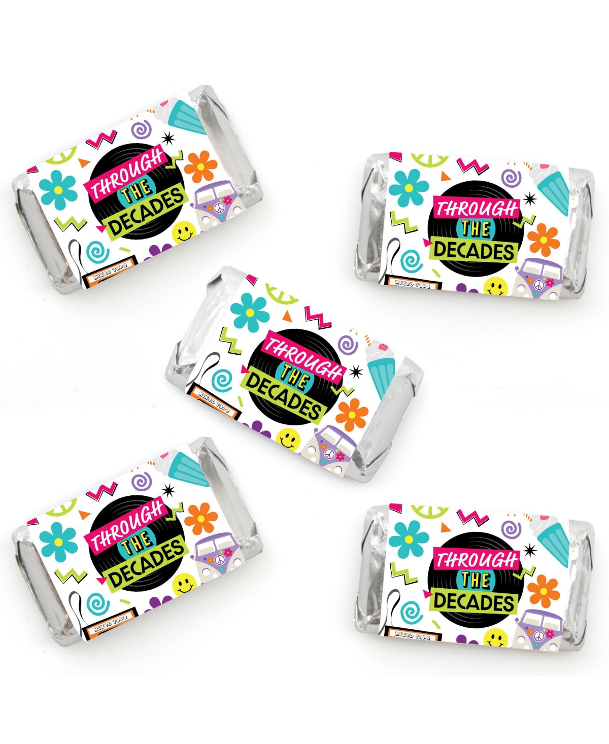 Big Dot Of Happiness Through the Decades - Mini Candy Bar Wrapper ...