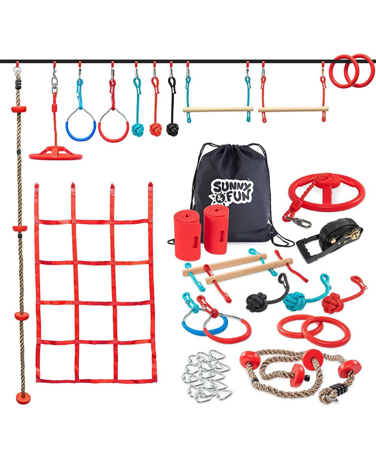 Click here for Sunny & Fun 50 feet Kids Ninja Warrior Obstacle Co... prices