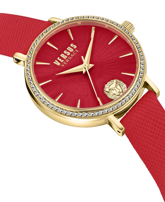Versus Versace Women's Mar Vista Red Leather Strap Watch 34mm - Macy's