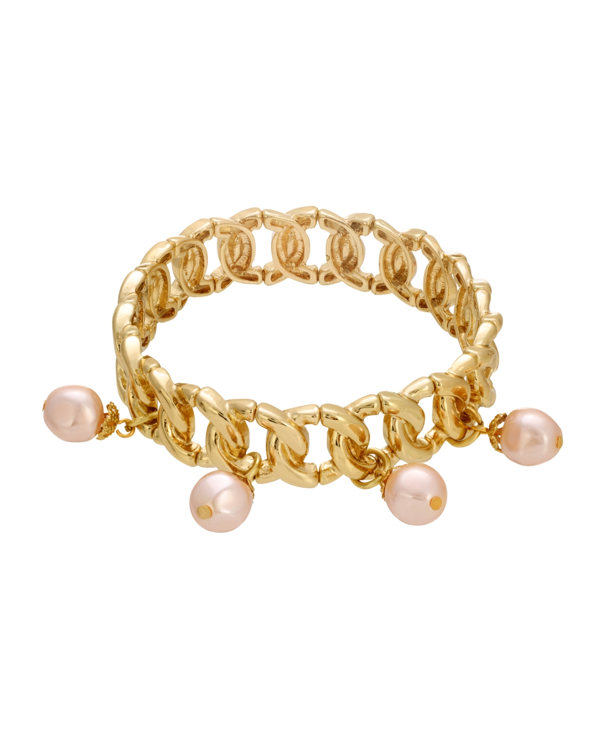 Click here for 2028 Gold Tone Peach Imitation Pearl Drop Stretch... prices