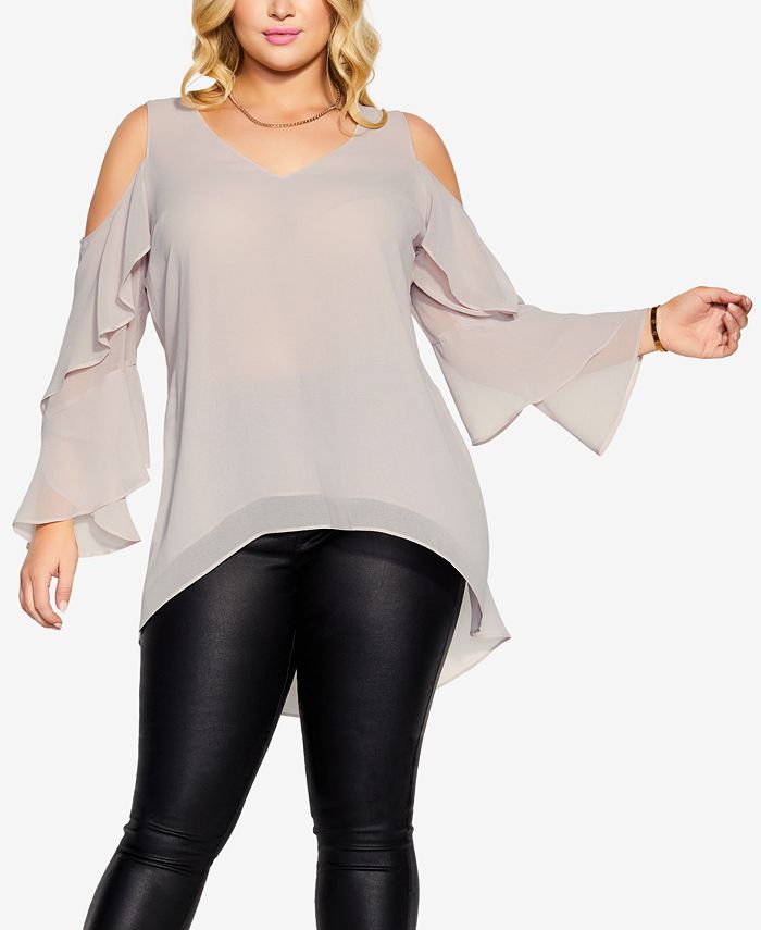 City Chic Trendy Plus Size High Low Cold Shoulder Top & Reviews - Women ...