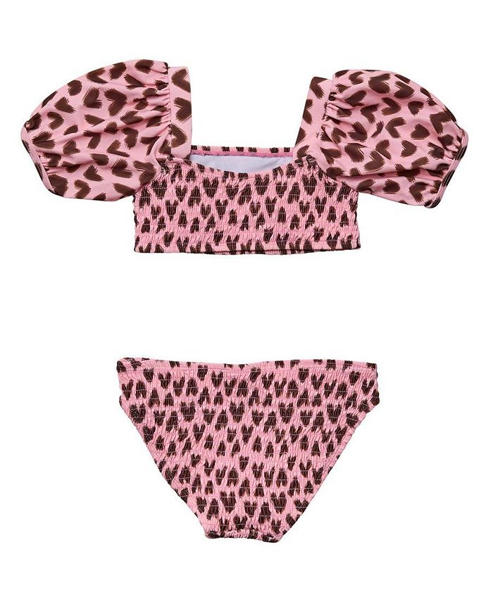 Snapper Rock Toddler, Child Girls Wild Love Puff Sleeve Bikini - Macy's