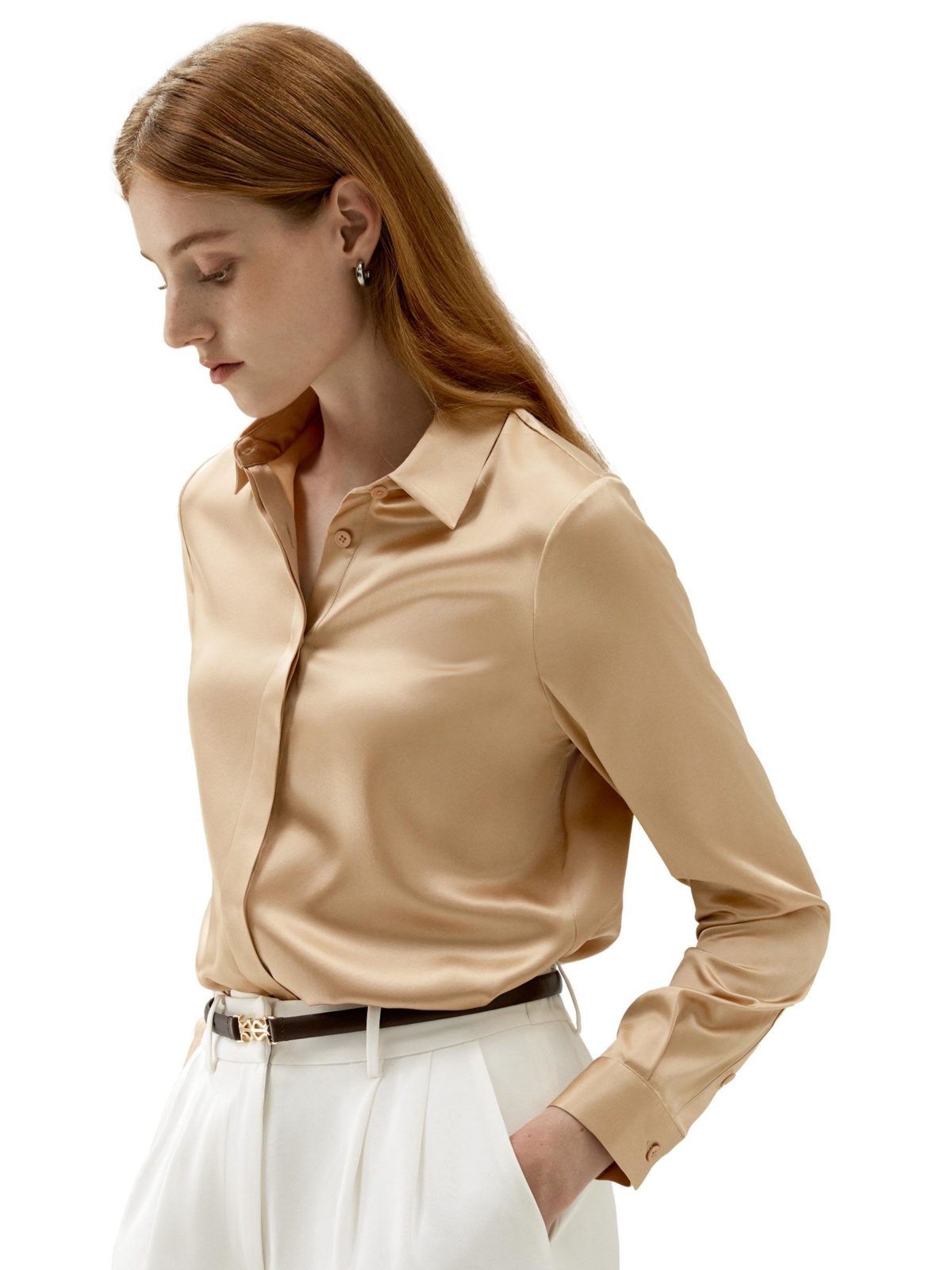 Click here for Lilysilk Womens Basic Concealed Placket Silk Shirt... prices