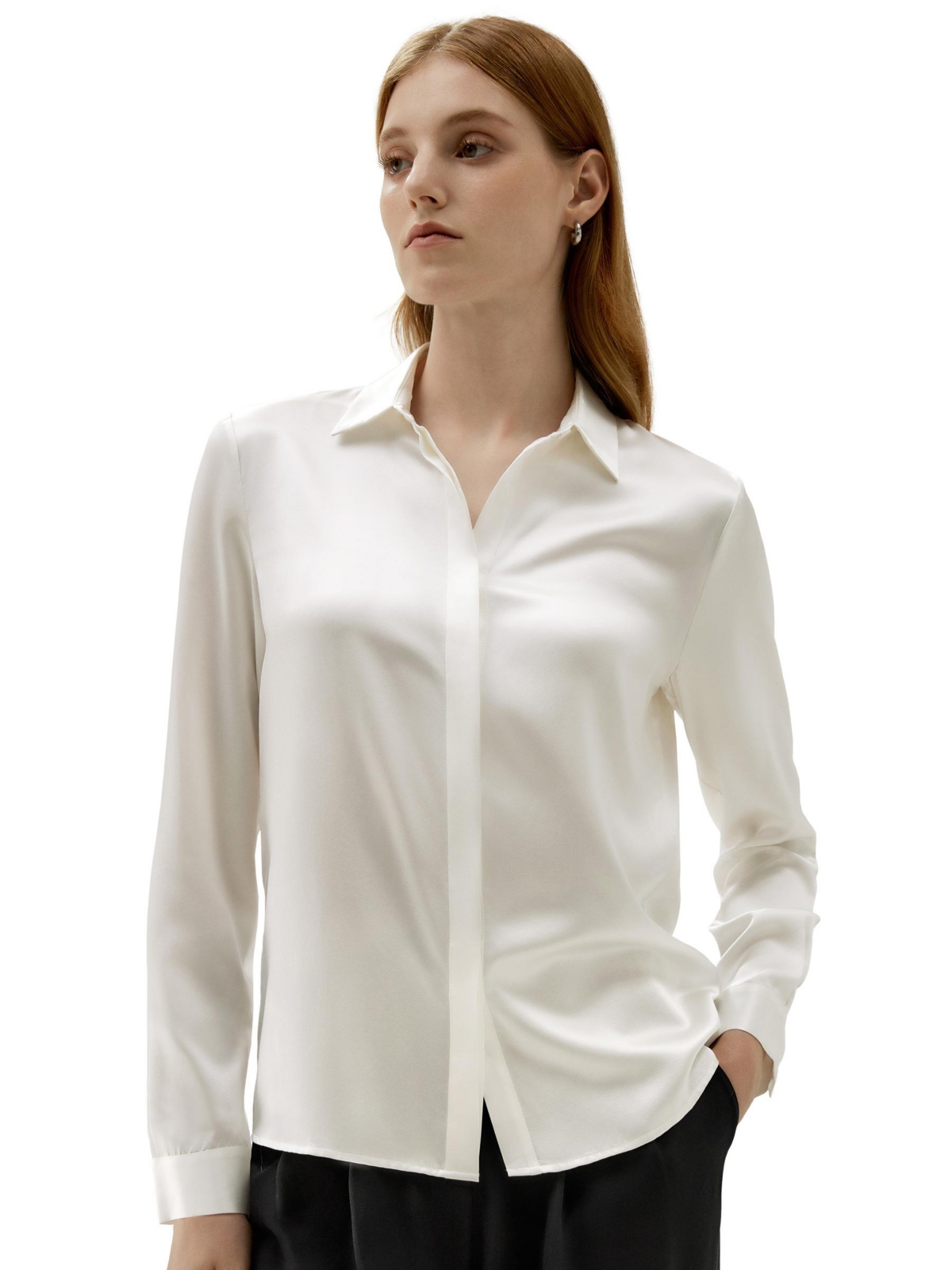 Click here for Lilysilk Womens Basic Concealed Placket Silk Shirt... prices