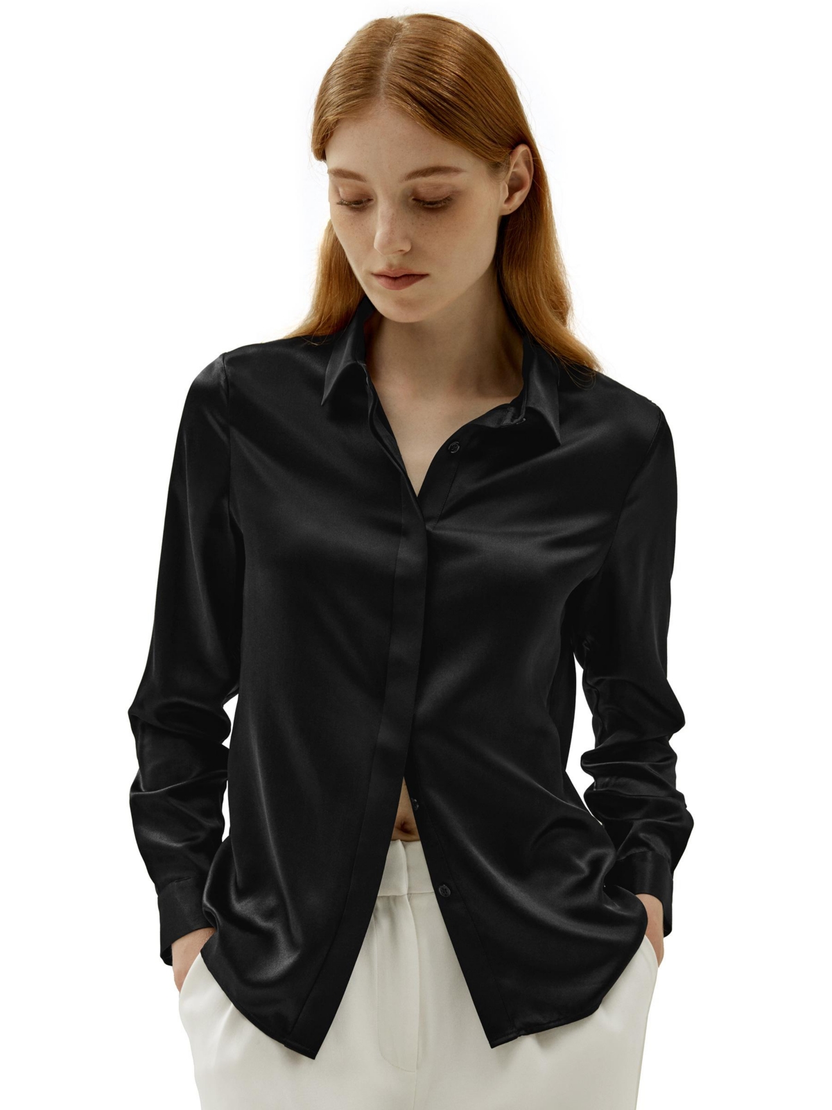 Click here for Lilysilk Womens Basic Concealed Placket Silk Shirt... prices
