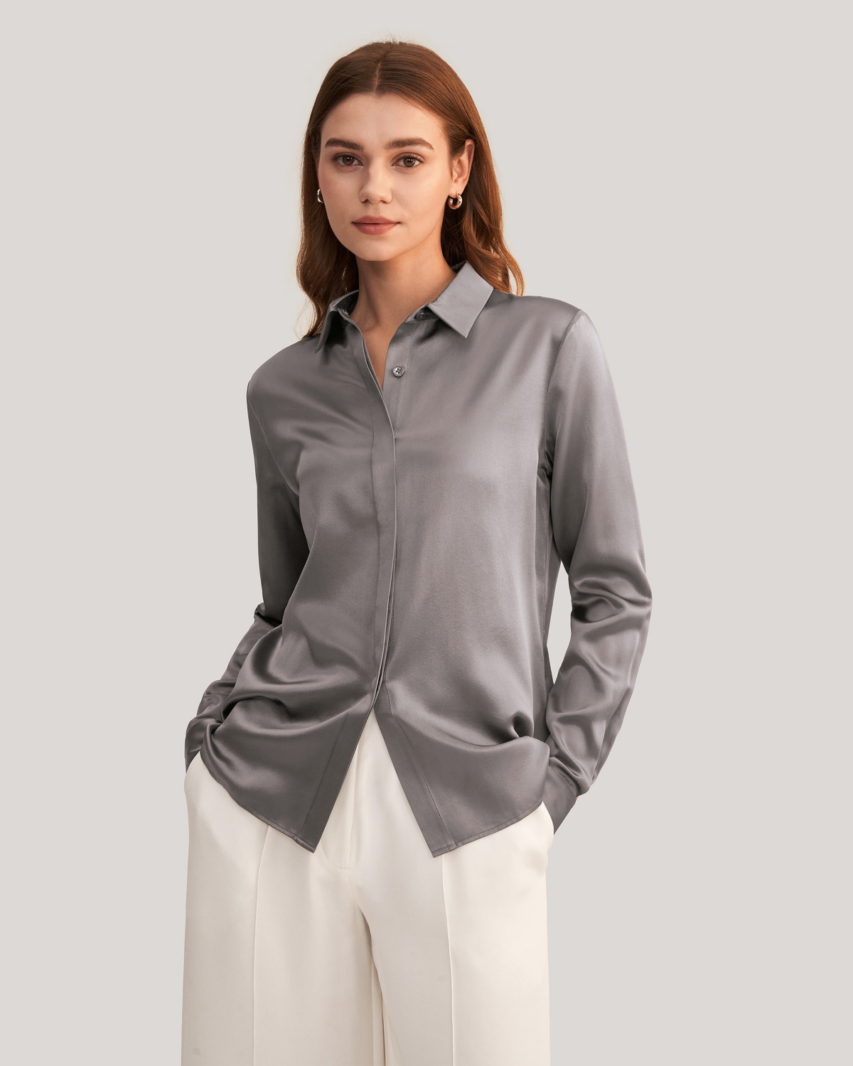 Click here for Lilysilk Womens Basic Concealed Placket Silk Shirt... prices