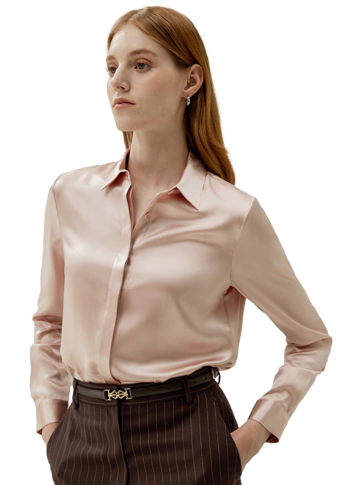 Click here for Lilysilk Womens Basic Concealed Placket Silk Shirt... prices