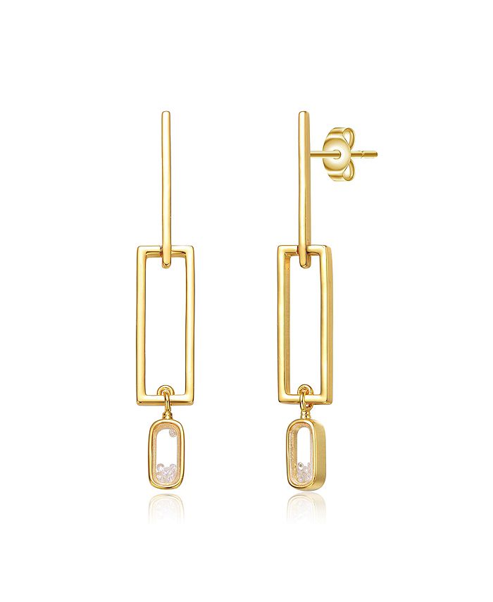 Rachel Glauber 14k Gold Plated Emerald Cubic Zirconia Drop Earrings