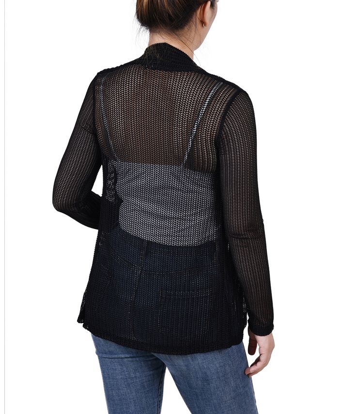 NY Collection Women's Open Knit Cardigan - Macy's