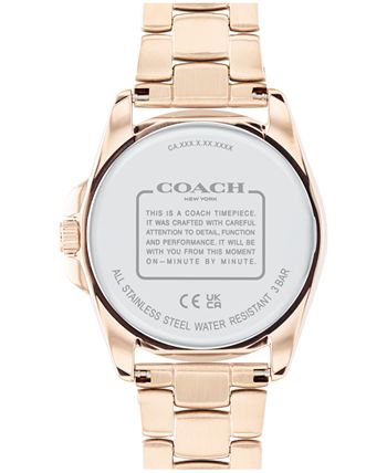 COACH Women's Greyson Quartz Rose Gold-Tone Stainless Steel Bracelet ...