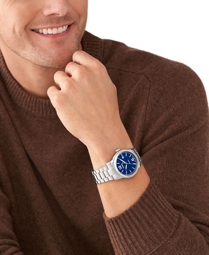 Fossil Men's Heritage Automatic Silver-Tone Stainless Steel Bracelet ...