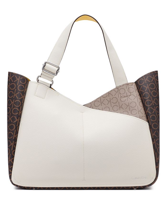 Calvin Klein Zoe Signature Colorblocked Tote with Pouch - Macy's