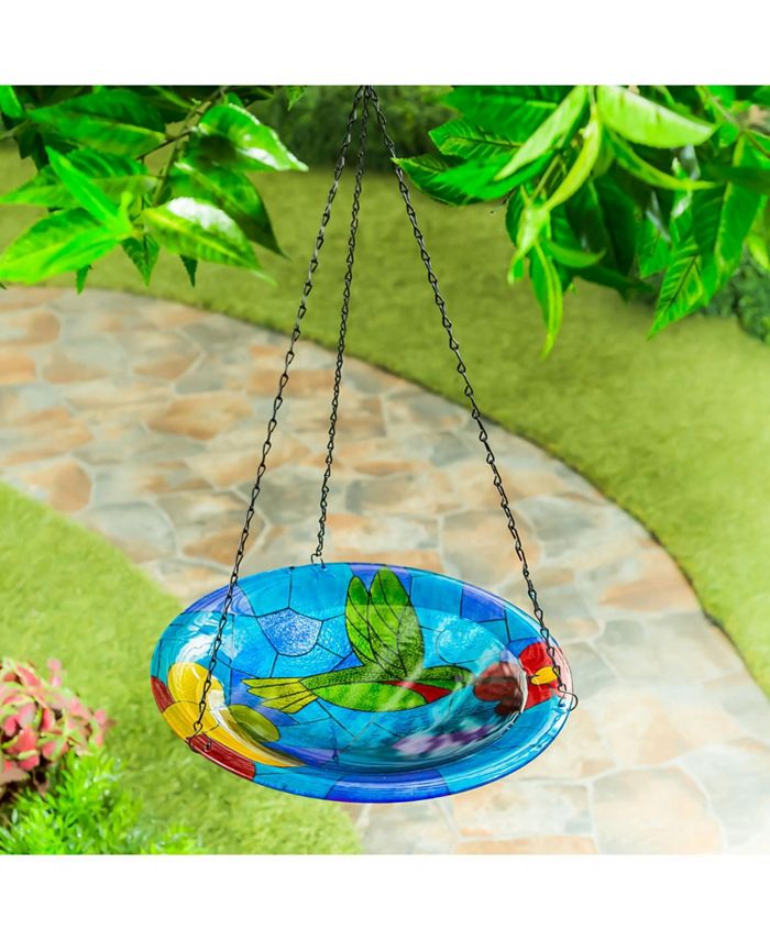 Evergreen 14" Glass Hanging Birdbath, Hummingbird - Macy's