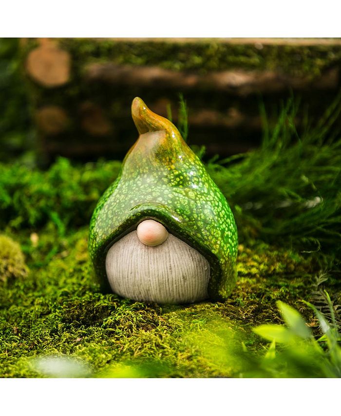Evergreen Green Ceramic Small Gnome Garden Statuary, Green Garden and ...