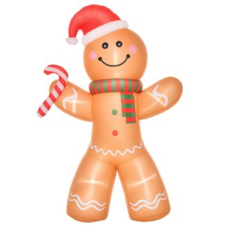 HOMCOM 8 ft Inflatable Gingerbread Man Outdoor Holiday Display w/ LED ...