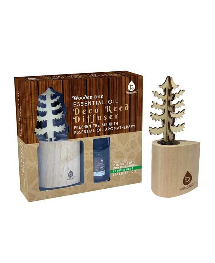 PURSONIC 3D Wooden Standard Tree Reed Diffuser with Peppermint ...