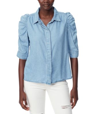 Sam Edelman Women's Puffed-Sleeve Button-Up Shirt - Macy's